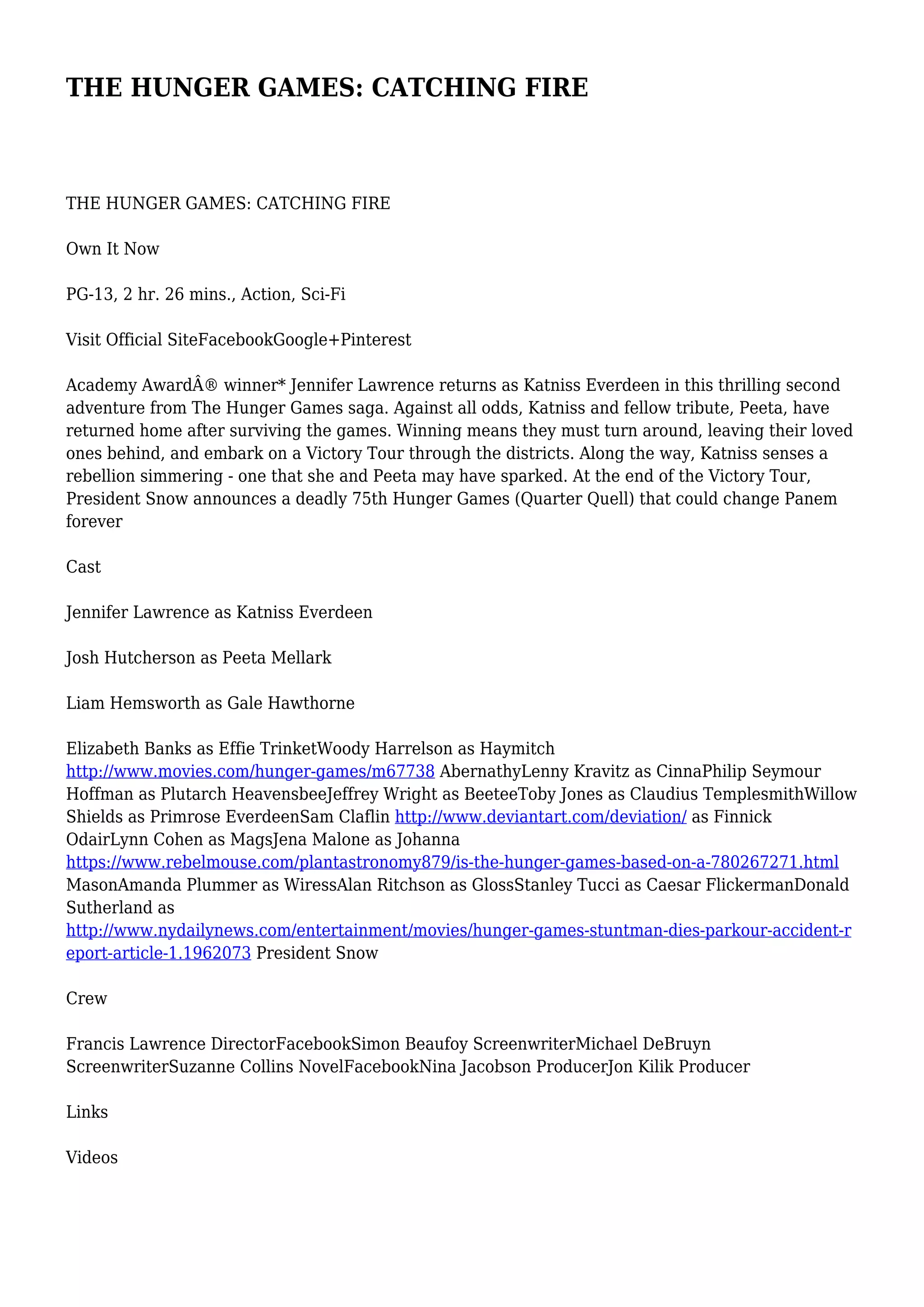 THE HUNGER GAMES: CATCHING FIRE | PDF