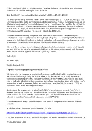 Accounting for S corporation distributions. | PDF