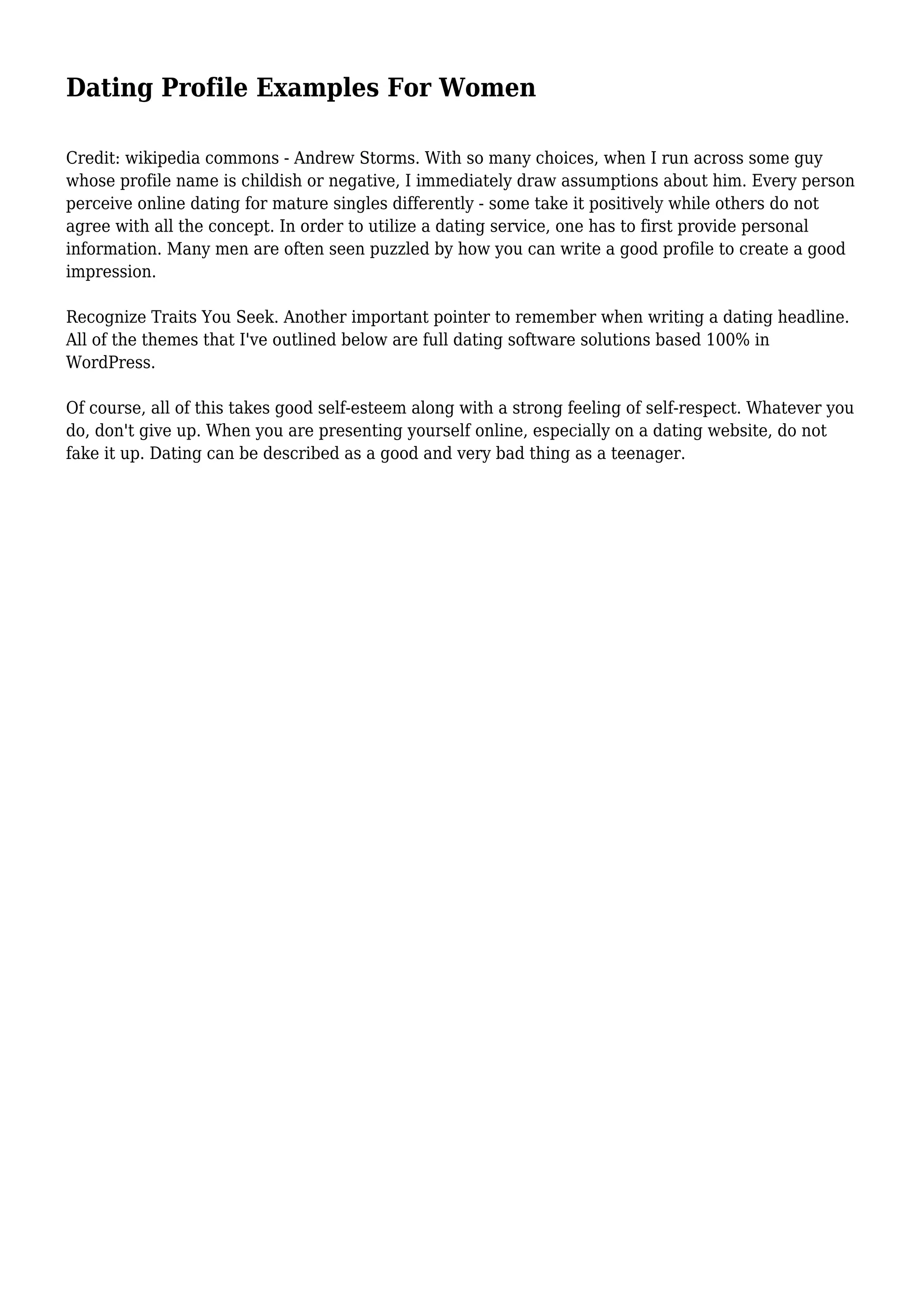 Dating Profile Examples For Women | PDF