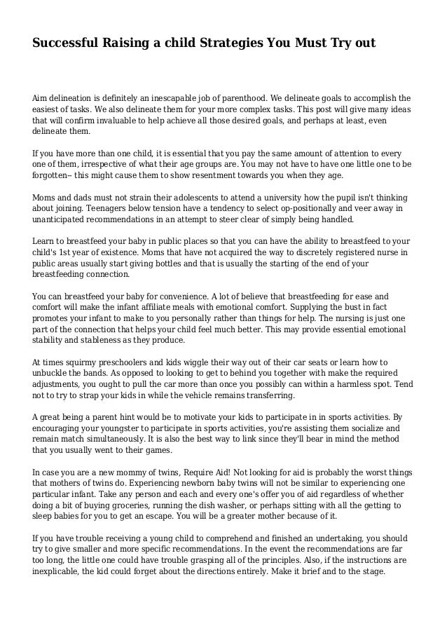 Successful Raising a child Strategies You Must Try out