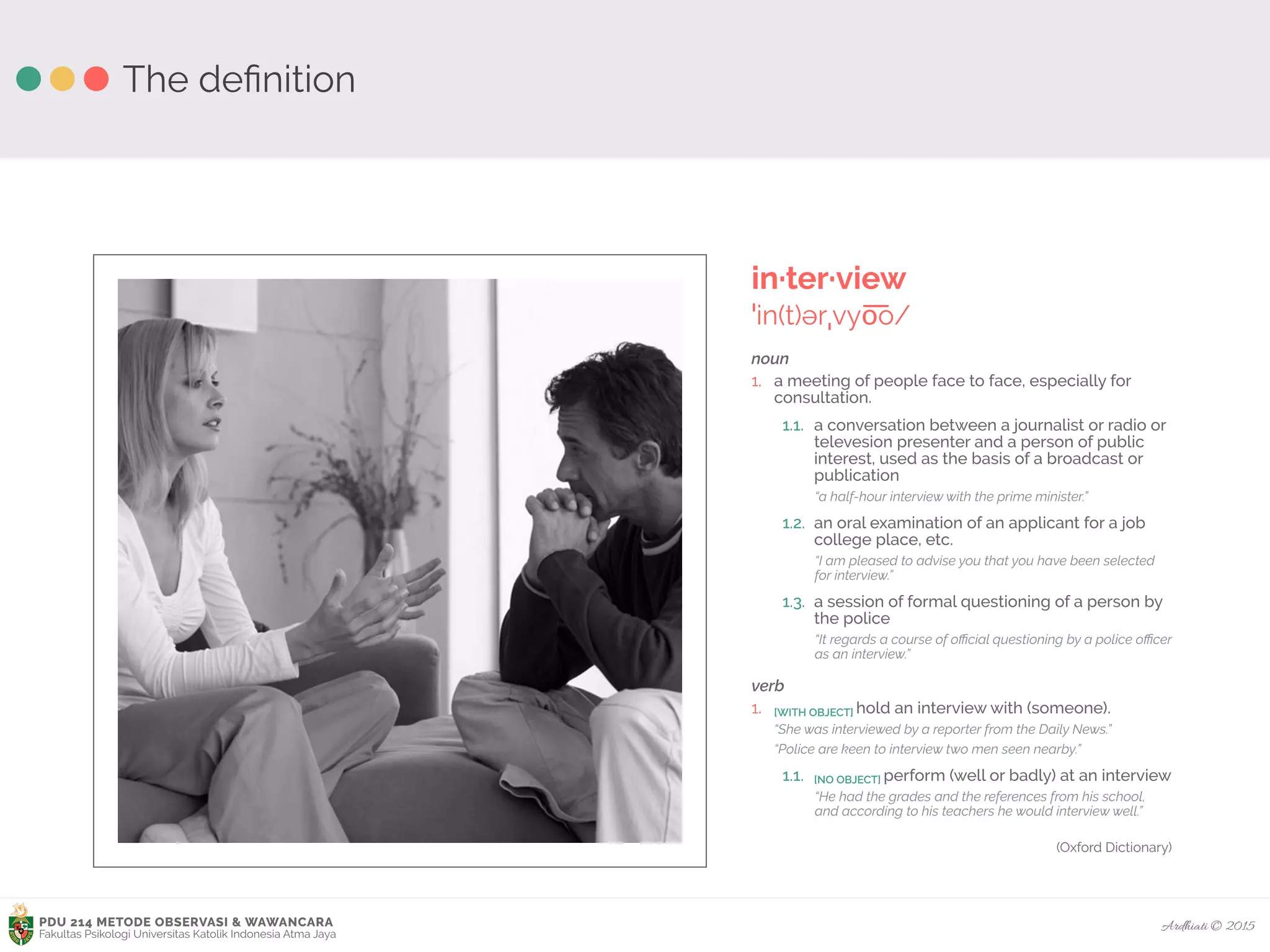 PDU 214 Methods of Observation & Interviewing: Interviewing Skills ...
