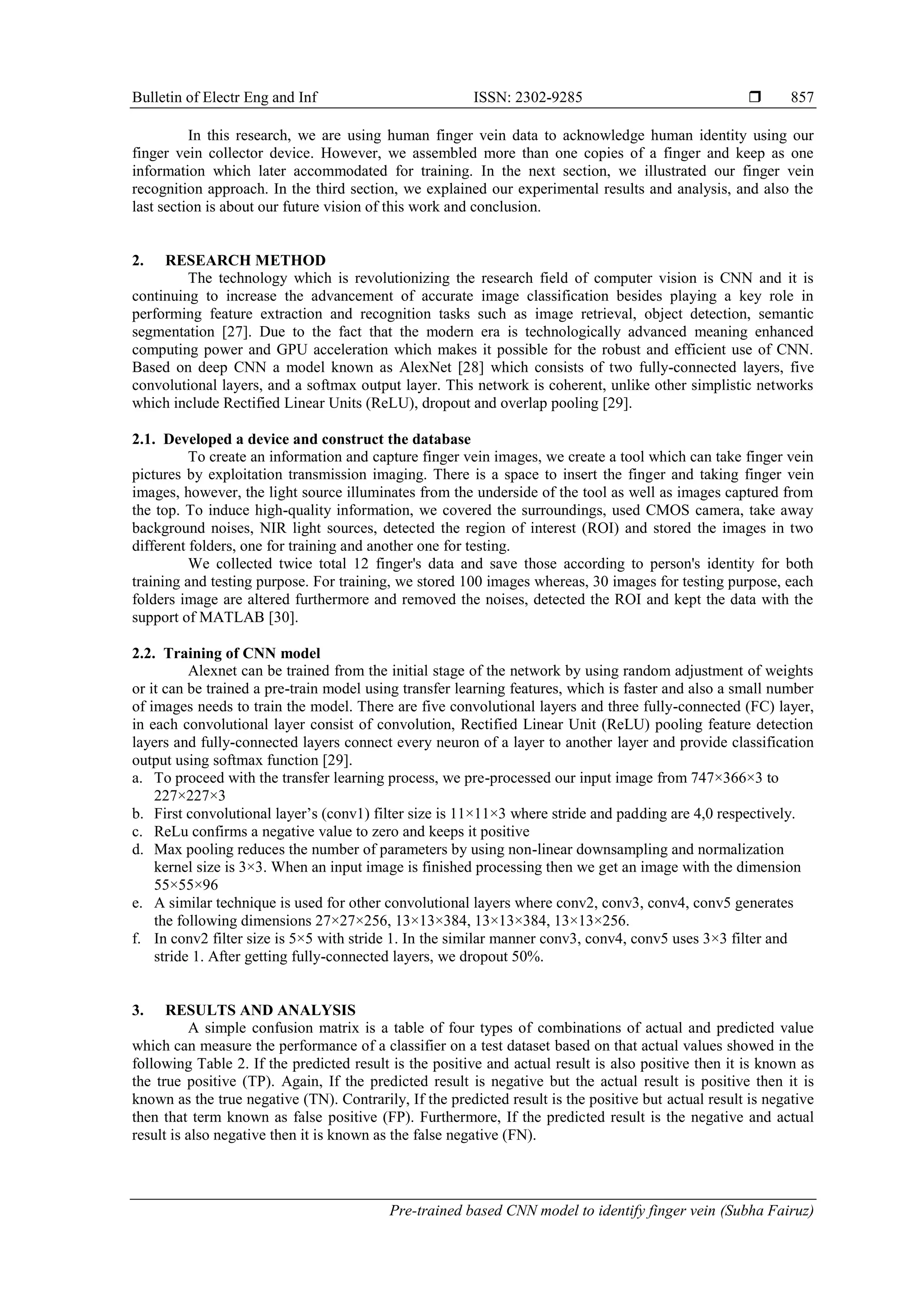 Pre-trained based CNN model to identify finger vein | PDF