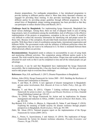 Hyogo Framework of Actions for Disaster Preparedness: Bangladesh ...