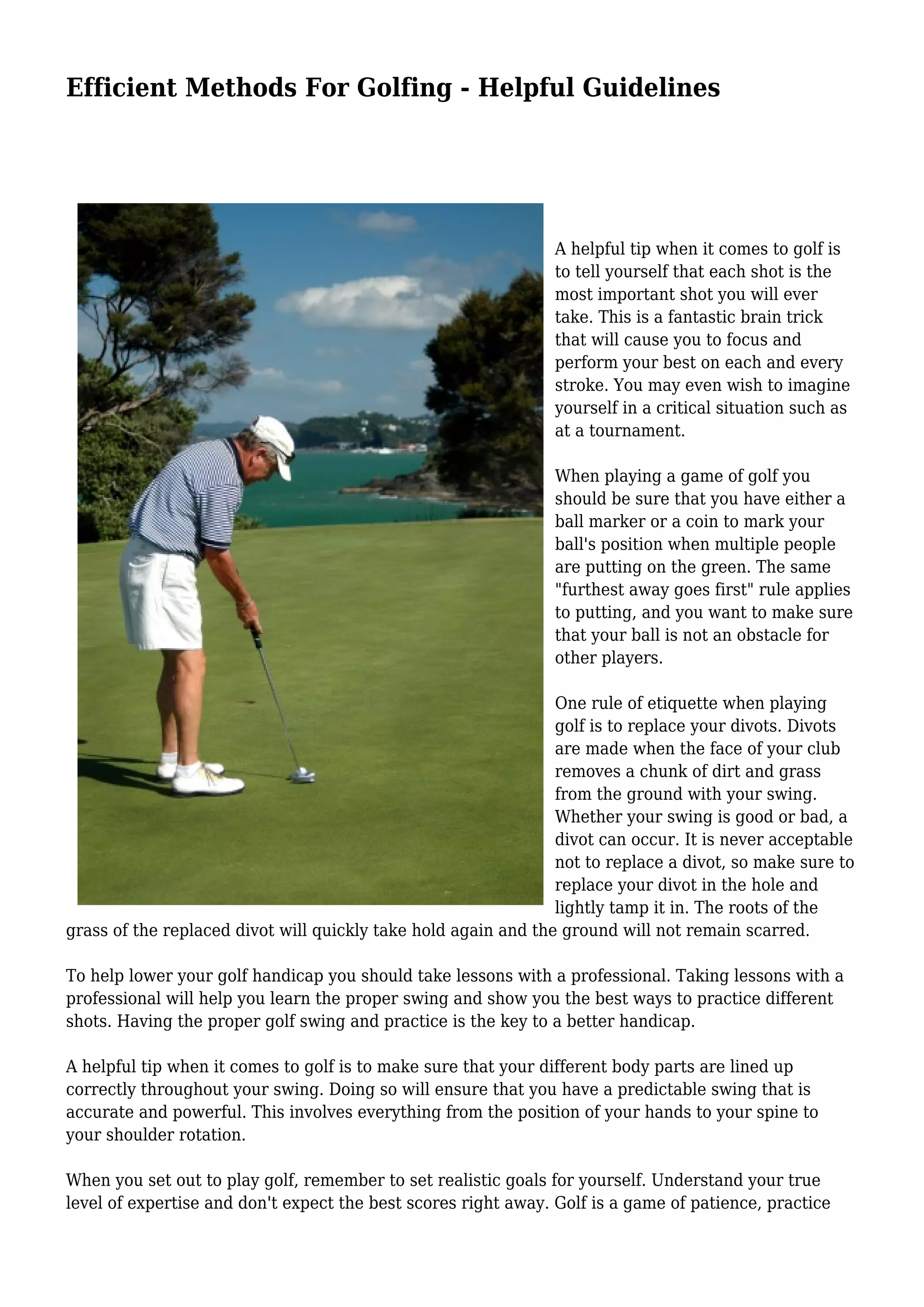 Efficient Methods For Golfing - Helpful Guidelines | PDF