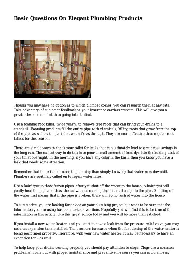 Basic Questions On Elegant Plumbing Products | PDF
