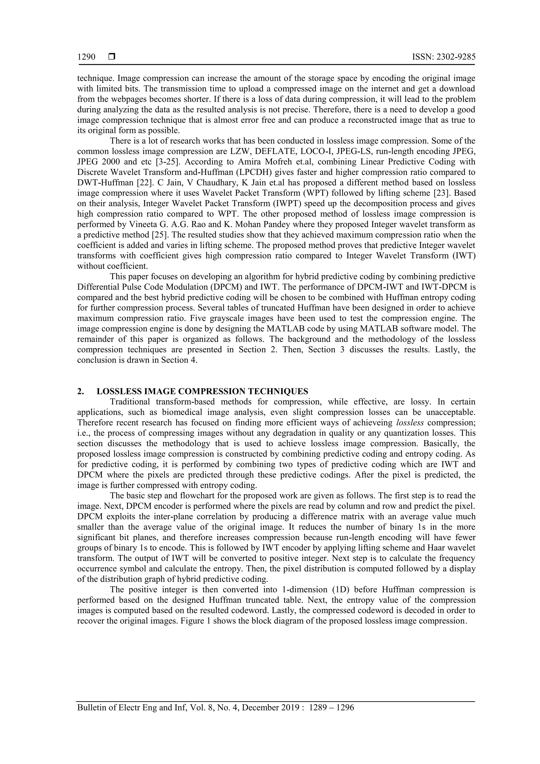 A hybrid predictive technique for lossless image compression | PDF