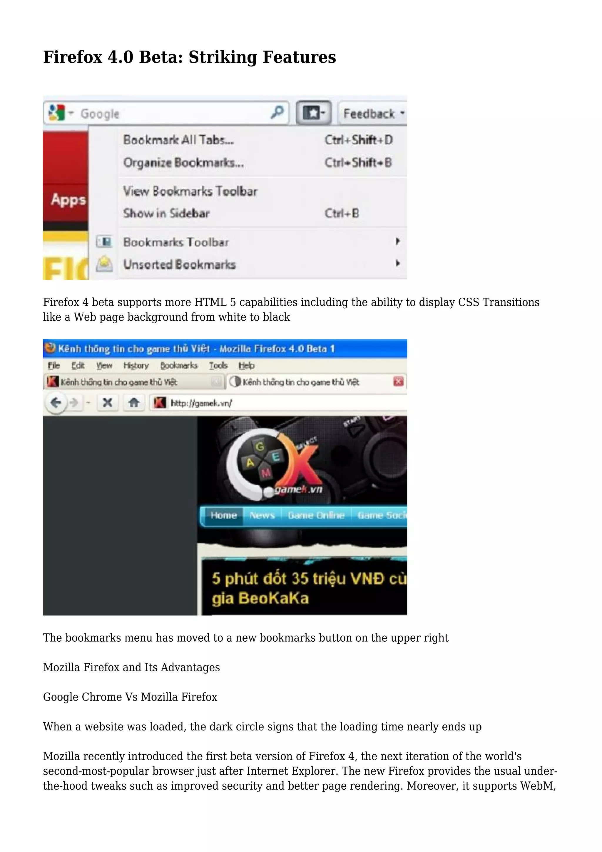 Firefox 4.0 Beta: Striking Features | PDF