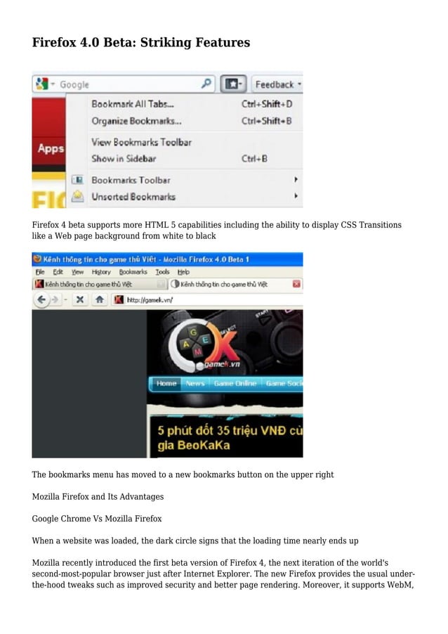 Firefox 4.0 Beta: Striking Features | PDF | Free Download