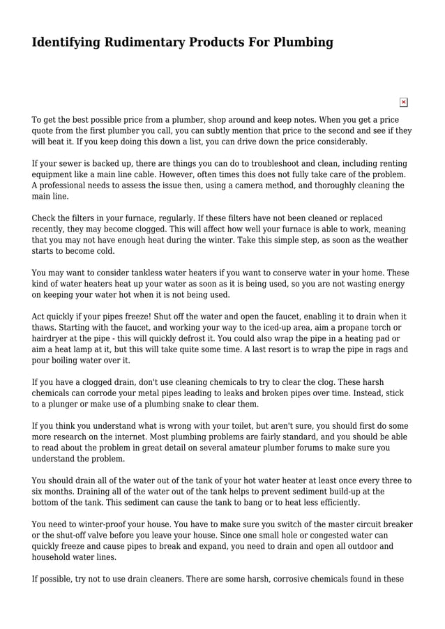 Identifying Rudimentary Products For Plumbing | PDF