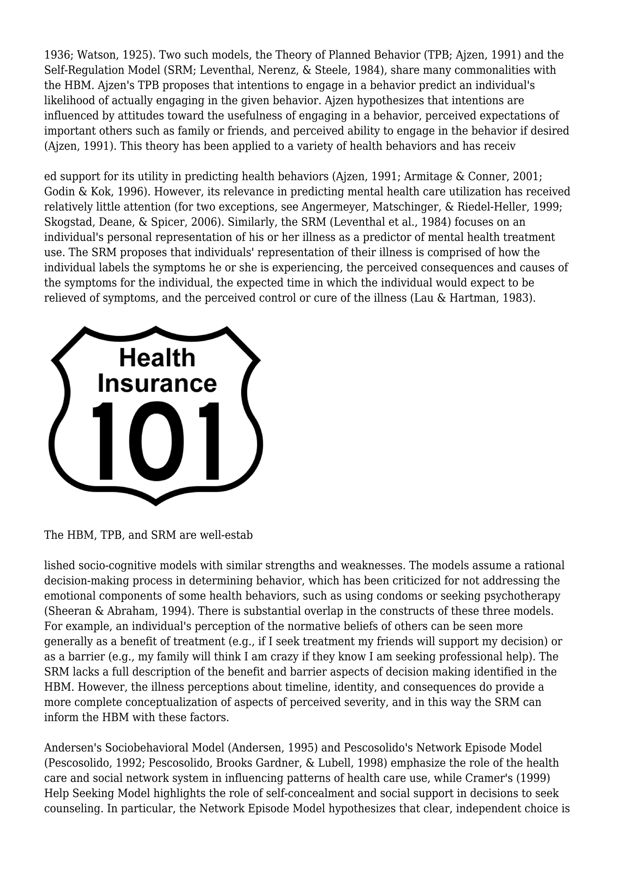 Conceptualizing Mental Health Care Utilization Using The Health Belief ...