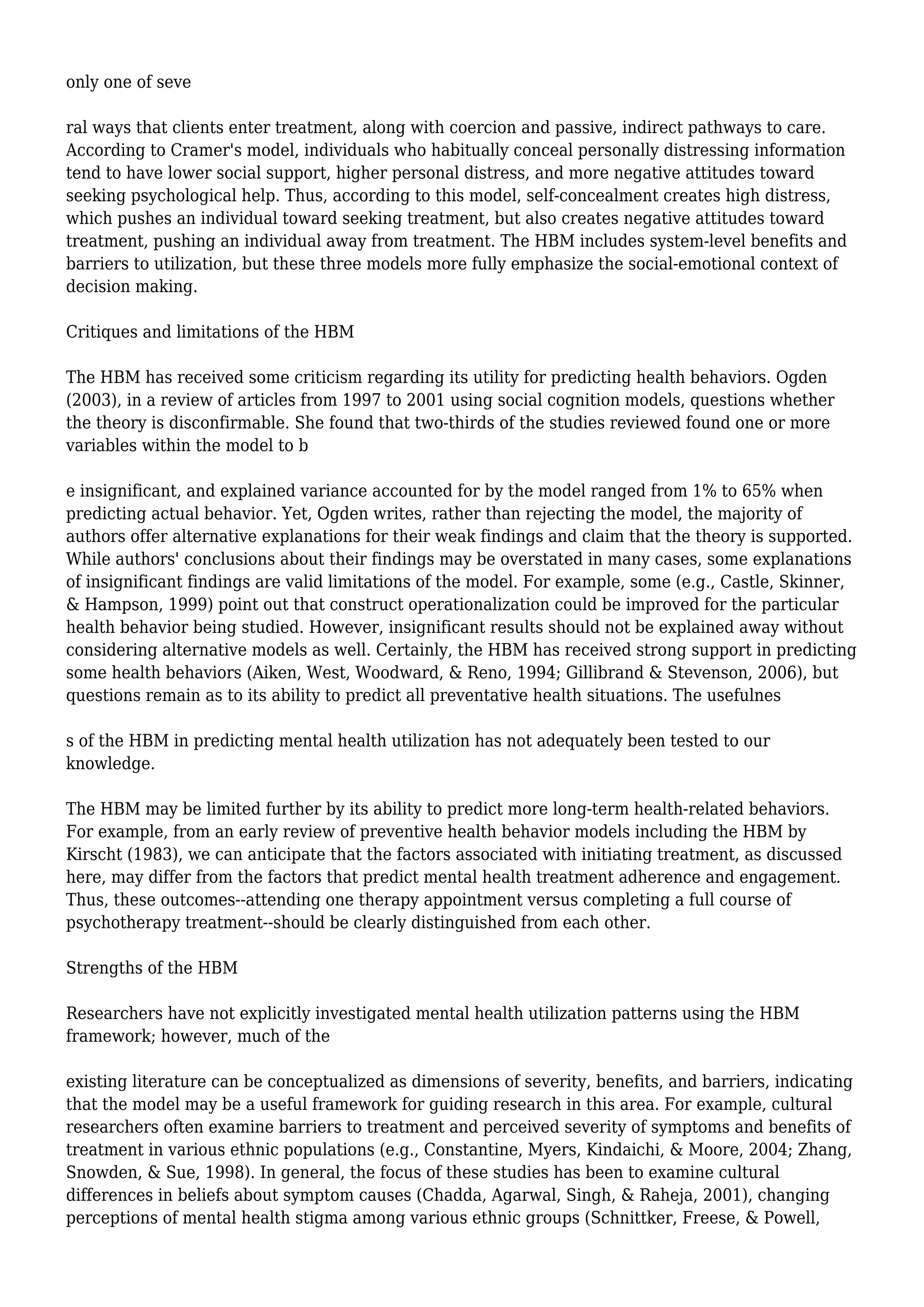 Conceptualizing Mental Health Care Utilization Using The Health Belief Model | PDF | Mental ...