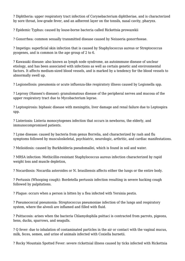 List of Common Infectious Diseases | PDF