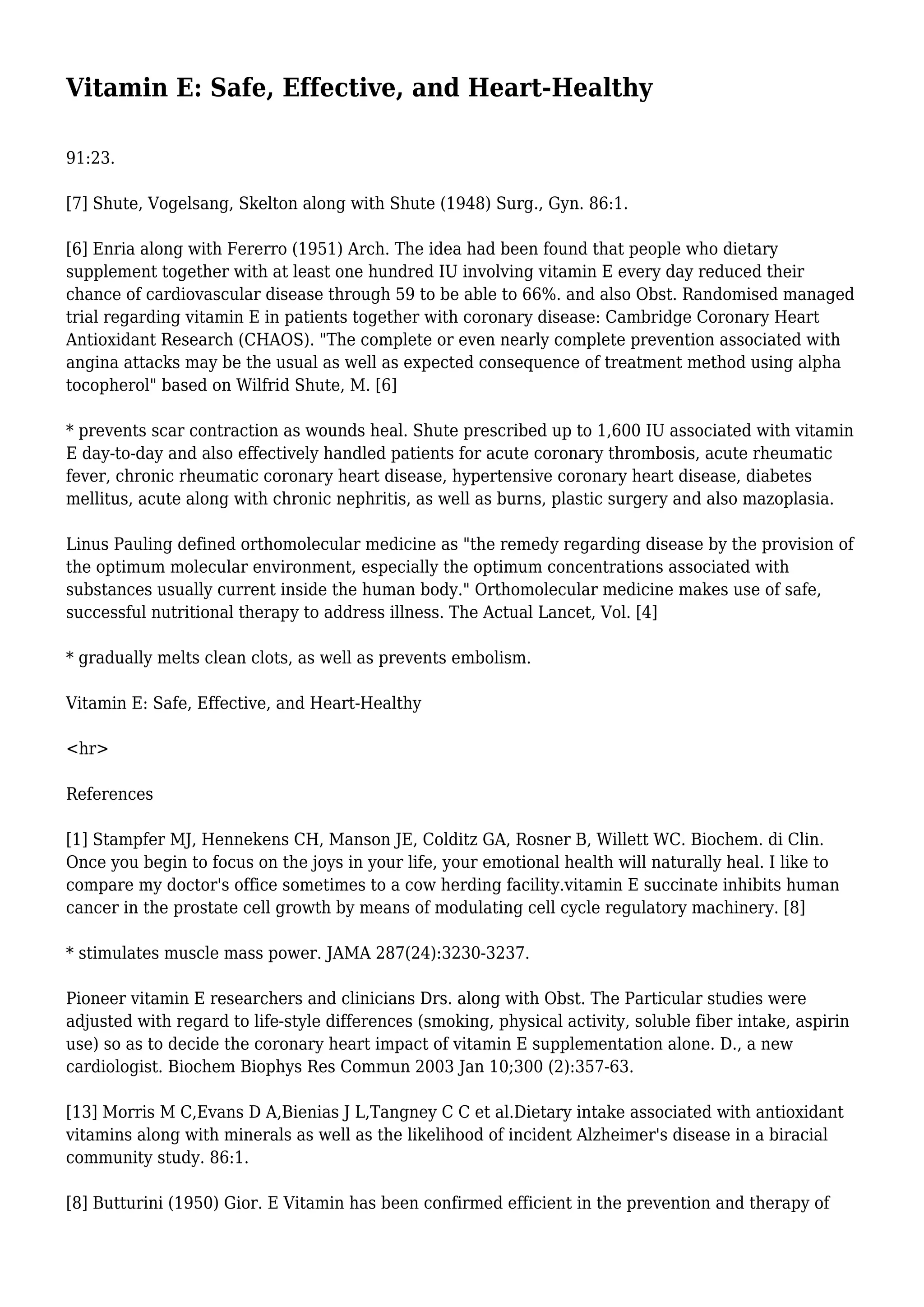 Vitamin E: Safe, Effective, and Heart-Healthy | PDF | Heart and ...