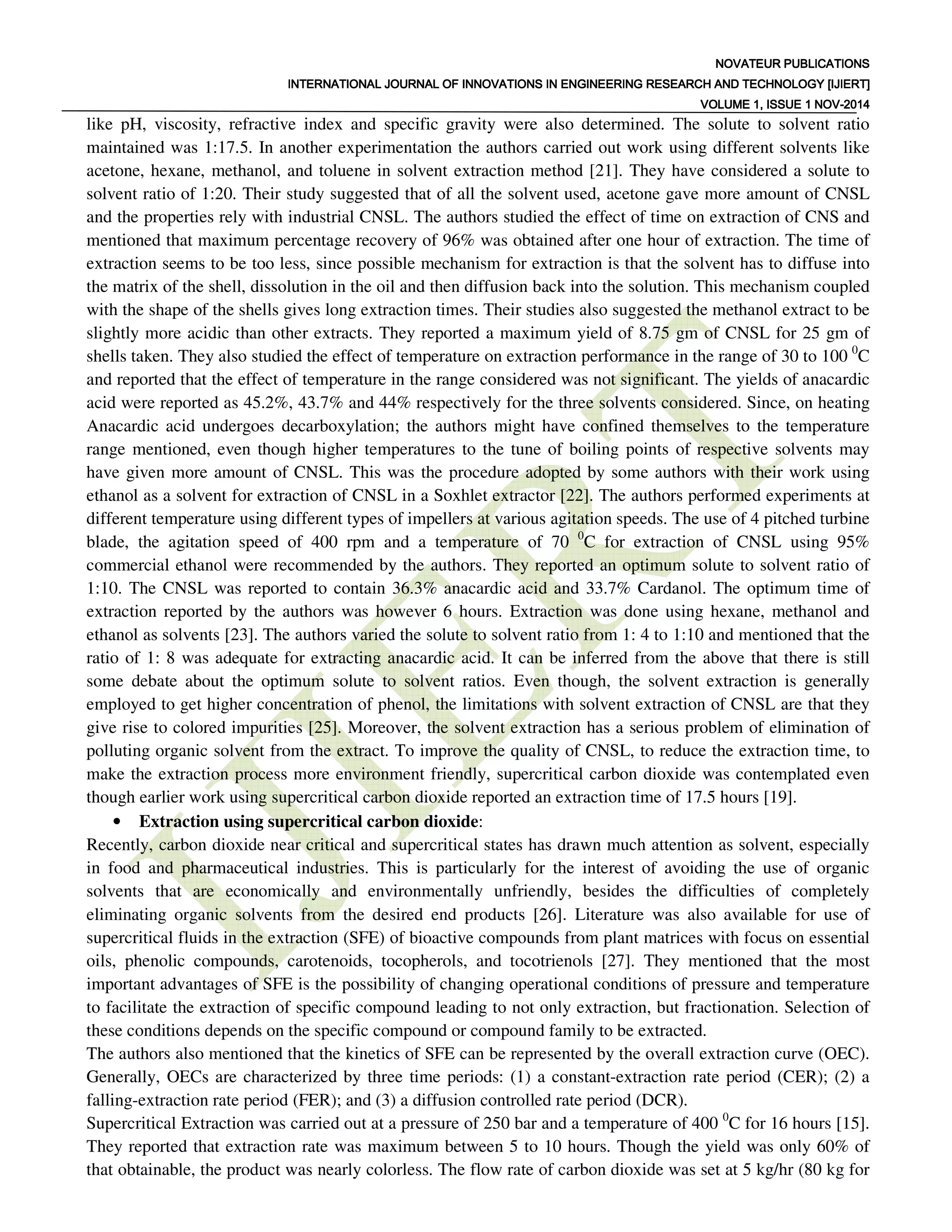 REVIEW ON EXTRACTION AND ISOLATION OF CASHEW NUT SHELL LIQUID | PDF