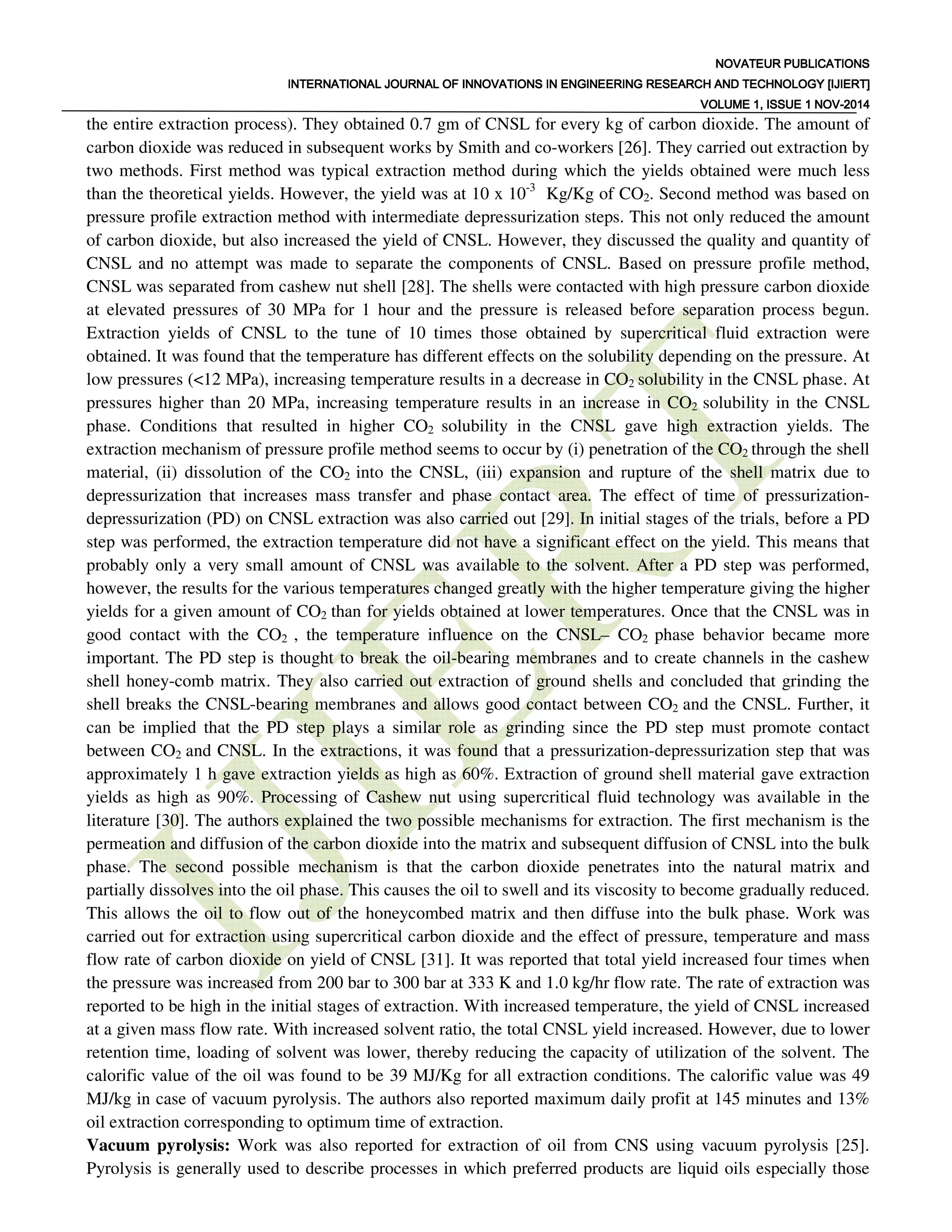 REVIEW ON EXTRACTION AND ISOLATION OF CASHEW NUT SHELL LIQUID | PDF