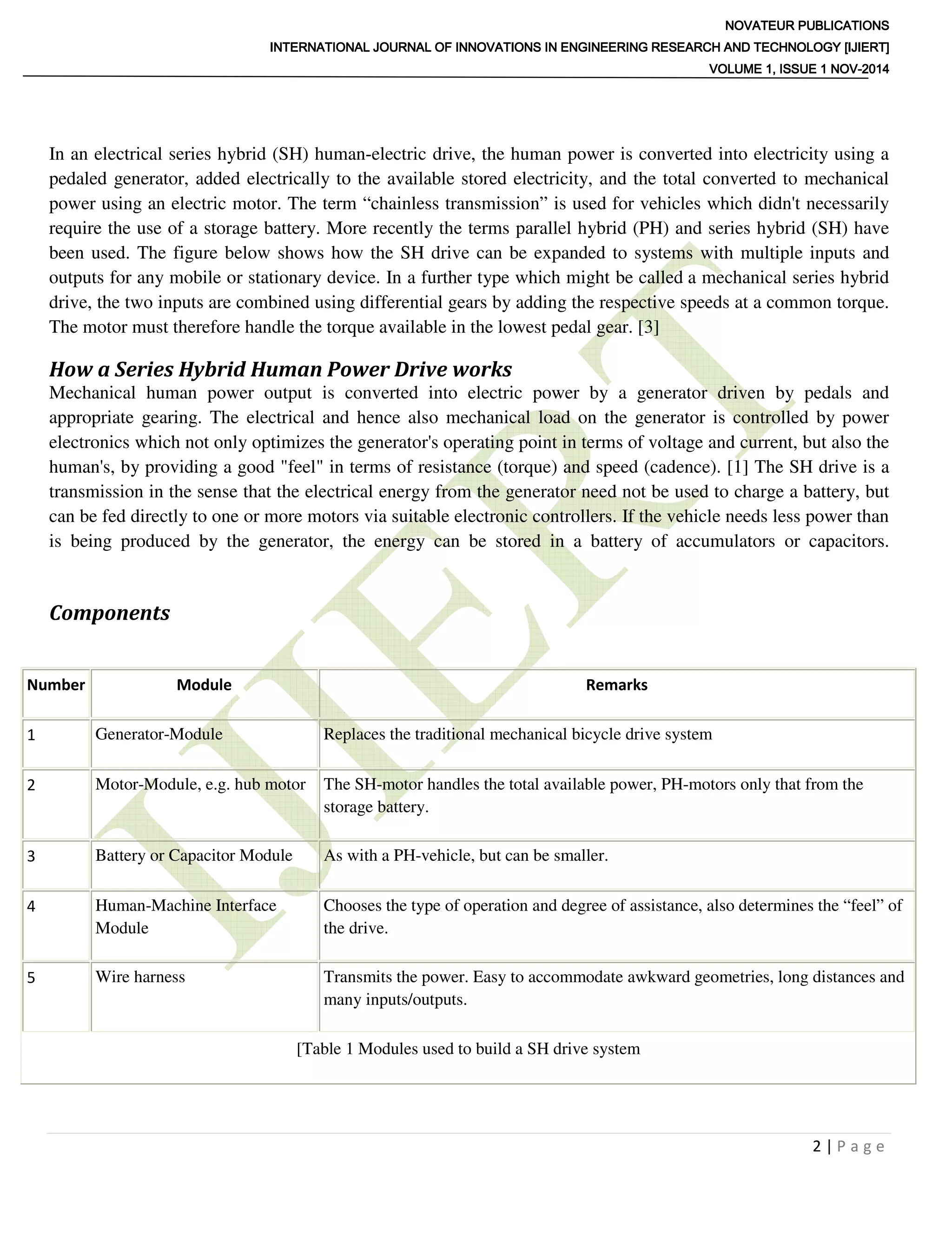 Review of Series Hybrid Drive-System: Advantages for Velomobiles | PDF
