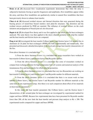 Review of Heat Transfer Parameters of Serrated Plate Fin Heat Exchanger ...