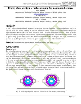 Design of epi-cyclic internal gear pump for maximum discharge | PDF