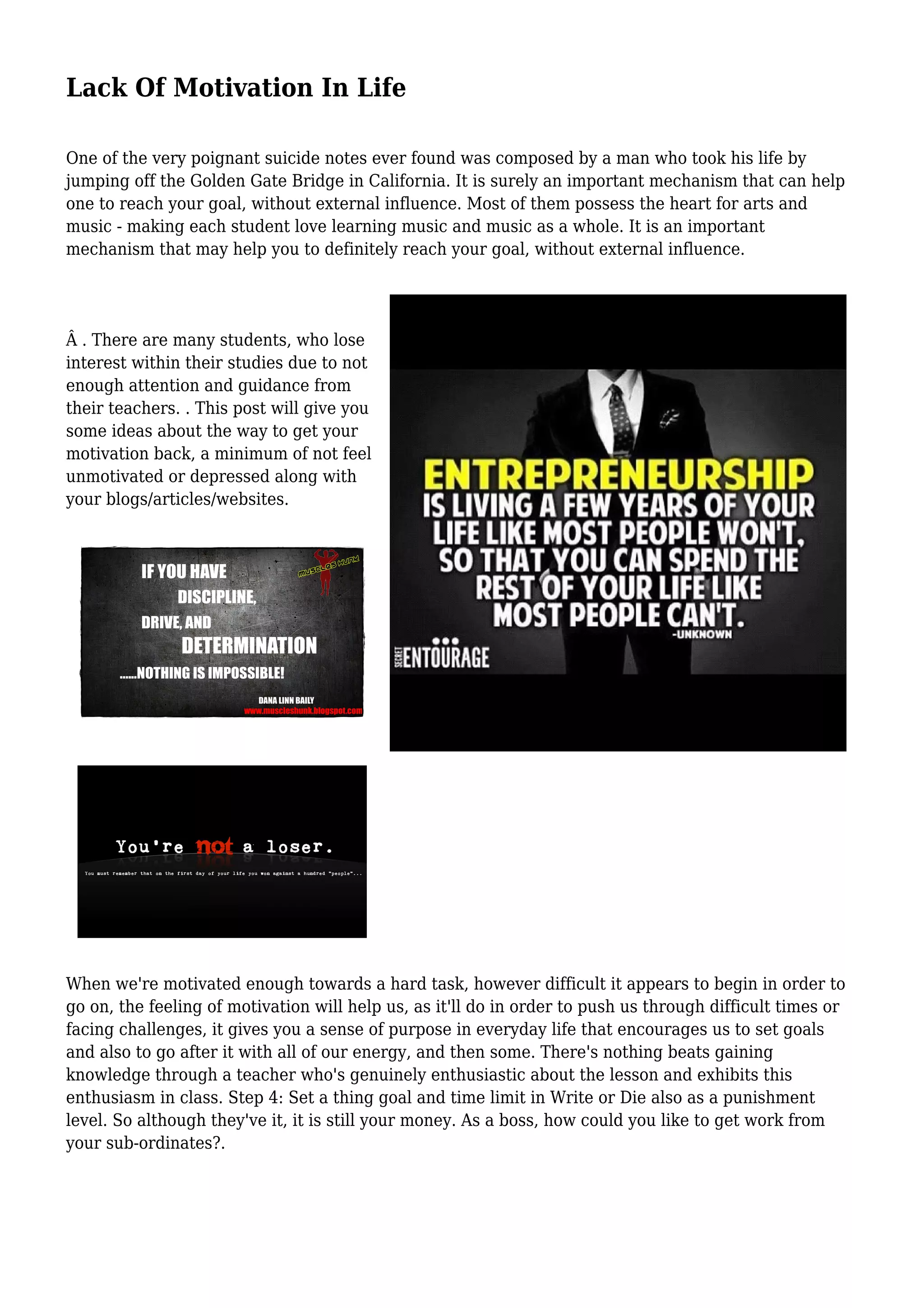 Lack Of Motivation In Life | PDF