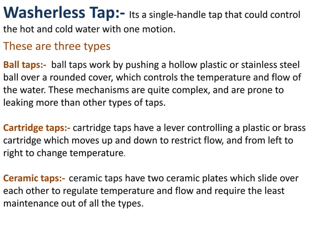 different type of taps | PPTX | Bath and Shower | Personal Care