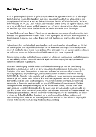 Hoe Gips Een Muur | PDF