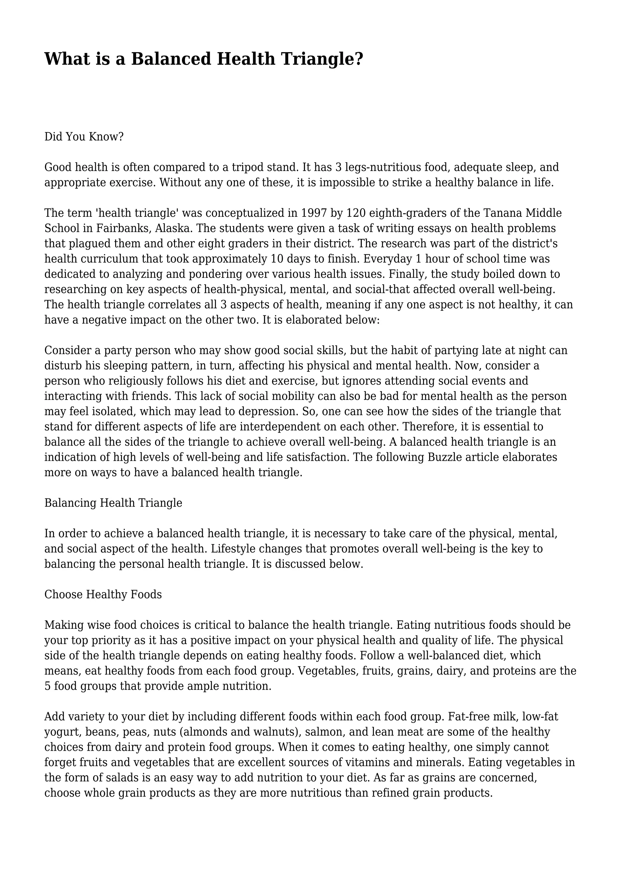 What is a Balanced Health Triangle? | PDF | Nutrition | Healthy Living