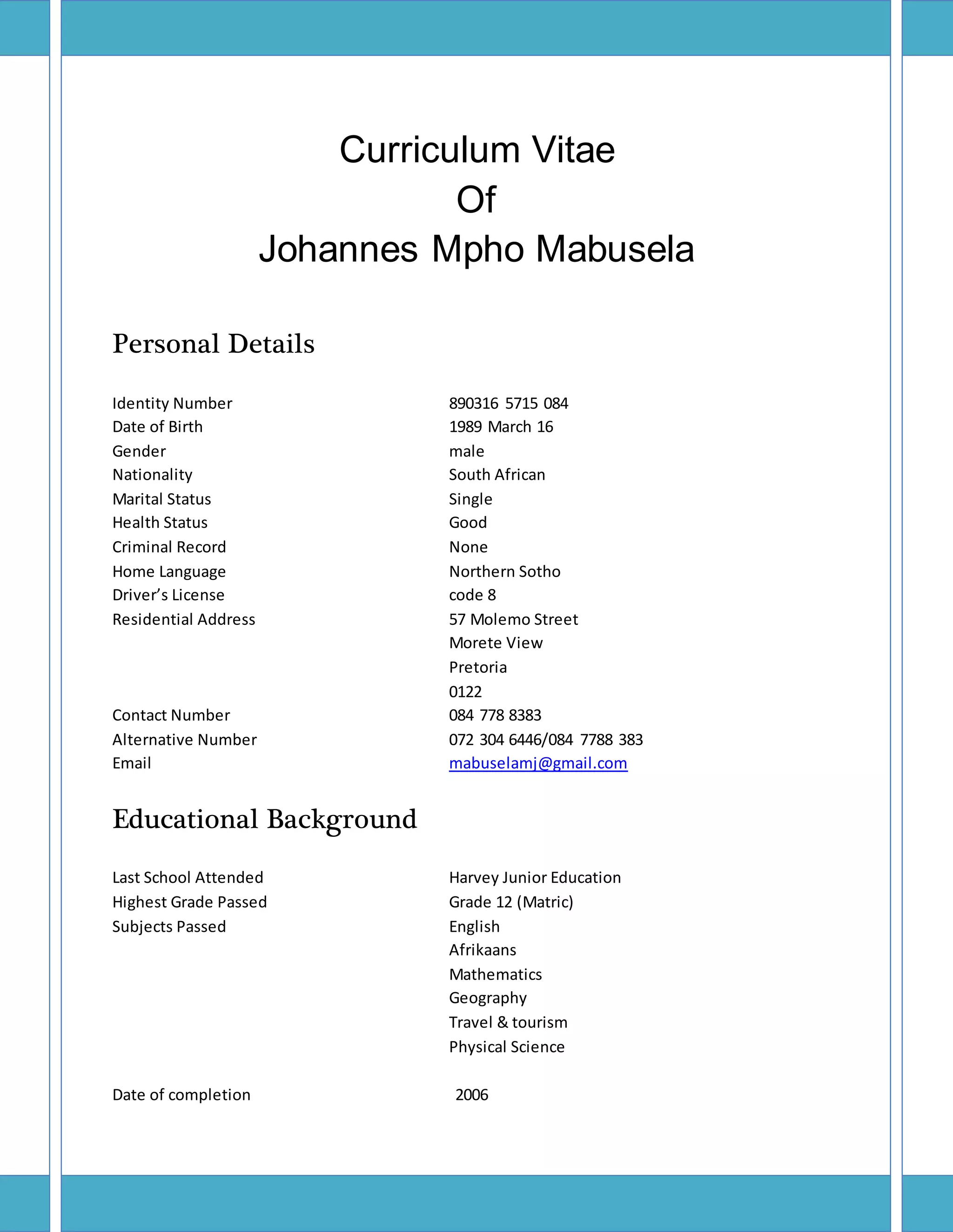 CV (1) | DOCX | Civil Engineering Industry | Industries