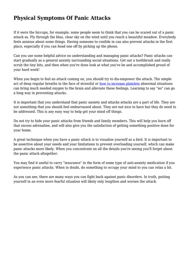 Physical Symptoms Of Panic Attacks | PDF