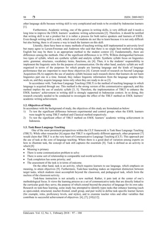 The Effect of Task Base Language Teaching (TBLT) on Tertiary ESOL ...
