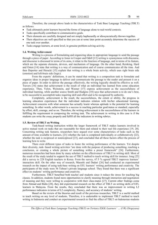 The Effect of Task Base Language Teaching (TBLT) on Tertiary ESOL ...