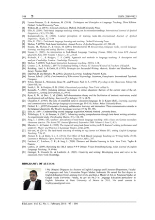 The Effect of Task Base Language Teaching (TBLT) on Tertiary ESOL ...
