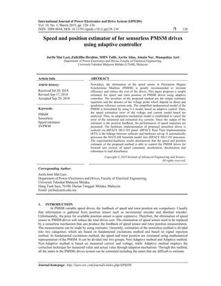 Speed and position estimator of for sensorless PMSM drives using adaptive controller | PDF