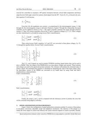 Speed and position estimator of for sensorless PMSM drives using adaptive controller | PDF ...