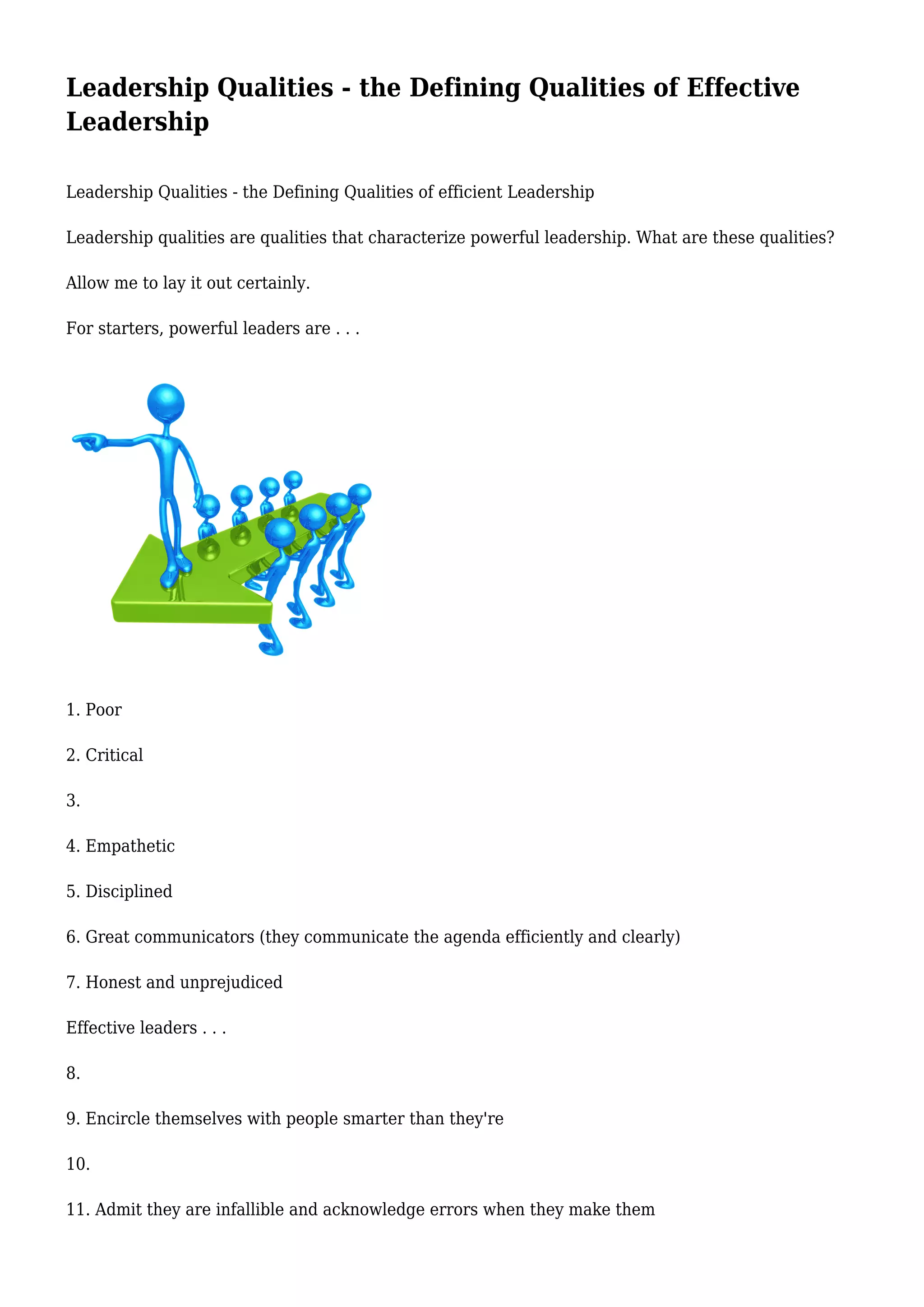 Leadership Qualities - the Defining Qualities of Effective Leadership | PDF