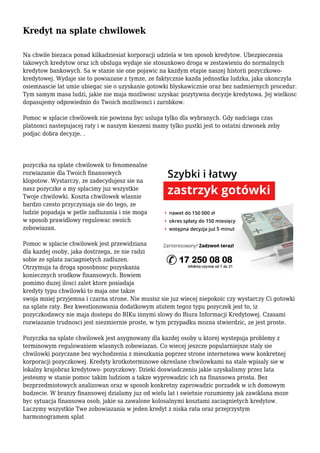 Kredyt na splate chwilowek | PDF | Personal Loans | Personal Debt