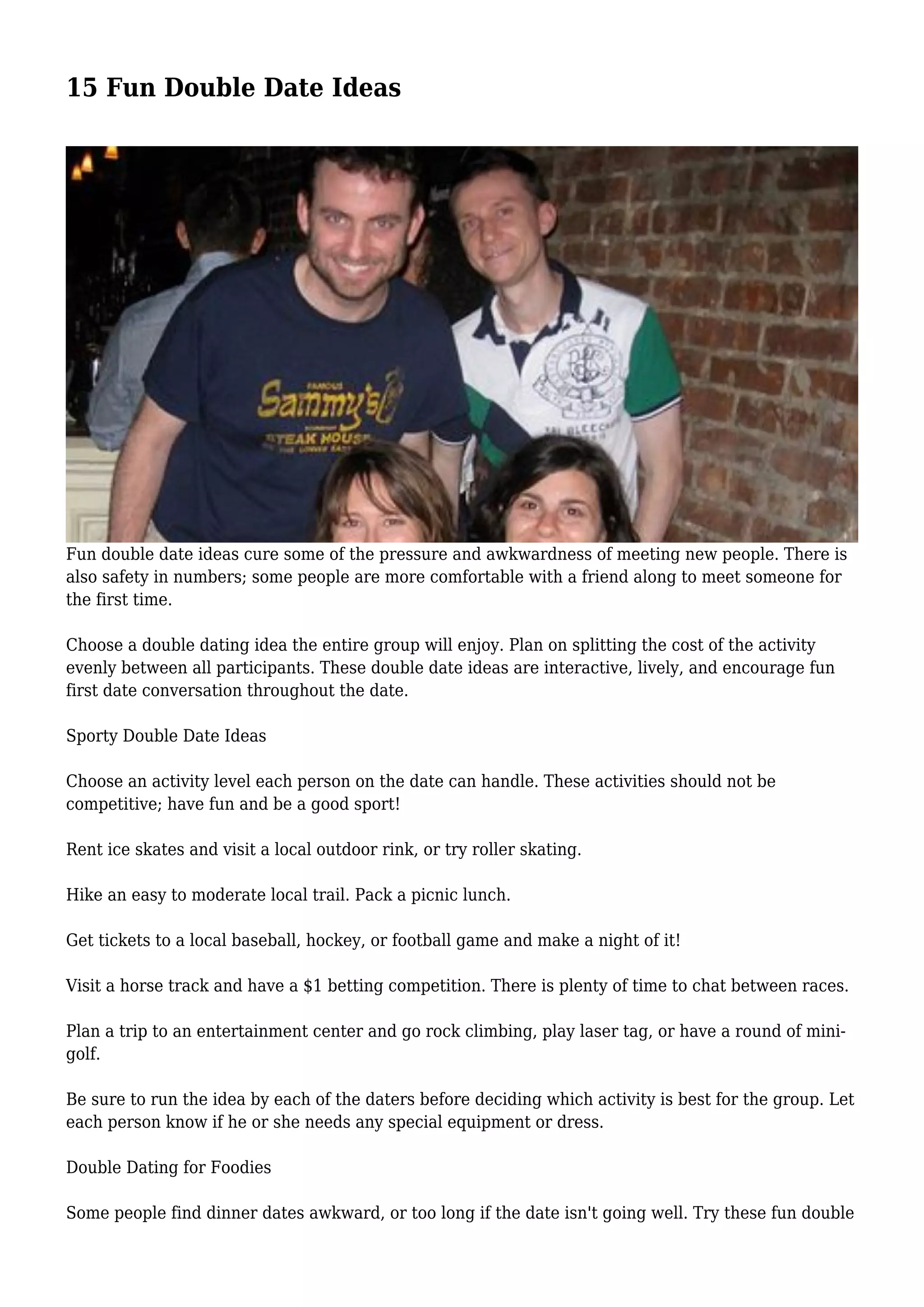15 Fun Double Date Ideas | PDF