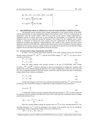 Modular multilevel converter (MMC) based STATCOM with vector control and virtual impedance ...