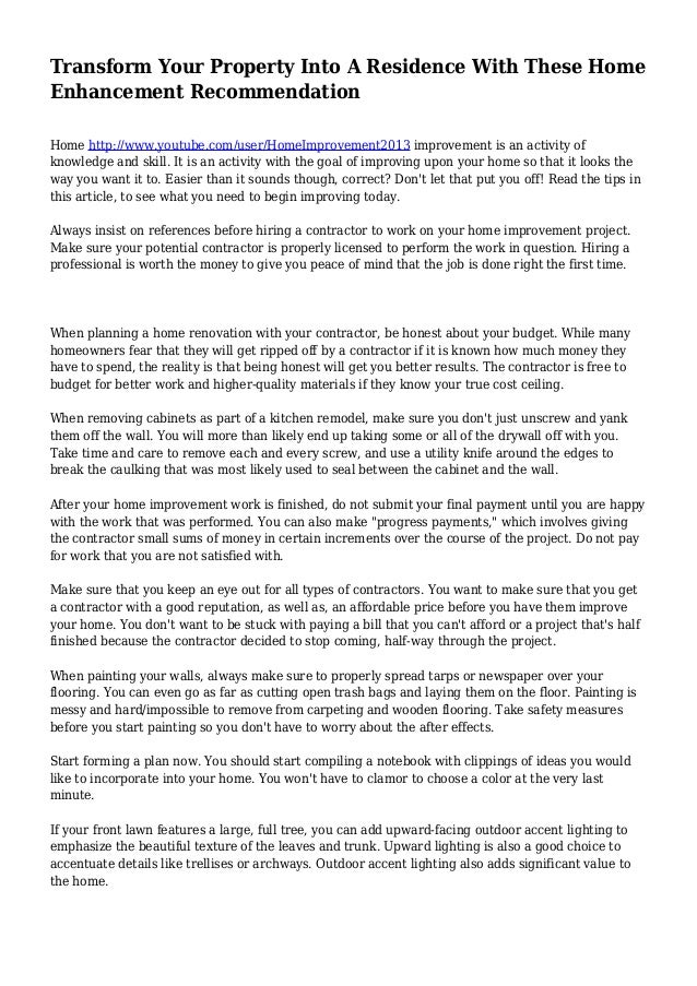 Transform Your Property Into A Residence With These Home Enhancement ...