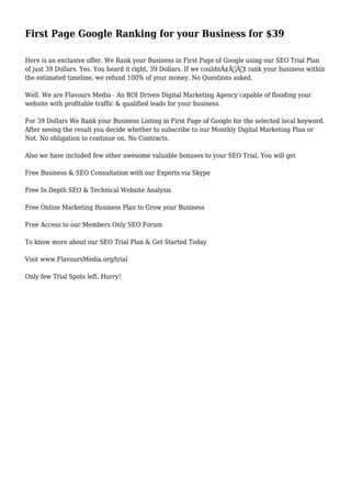 First Page Google Ranking for your Business for $39 | PDF