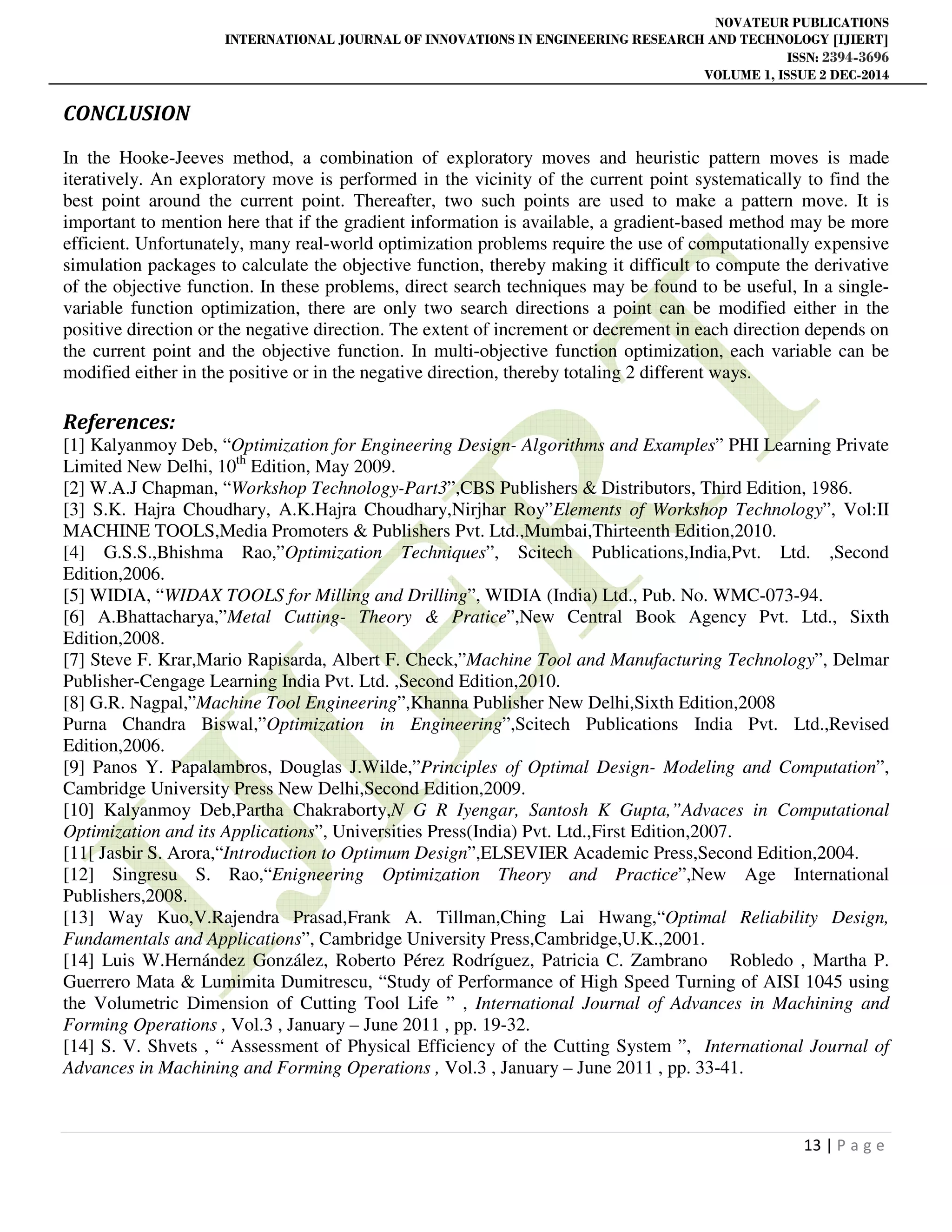 Review of Hooke and Jeeves Direct Search Solution Method Analysis Applicable To Mechanical ...