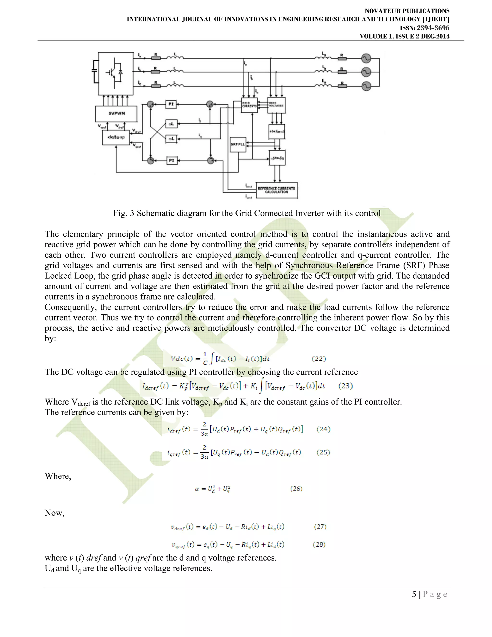 Control of grid connected inverter system for sinusoidal current ...