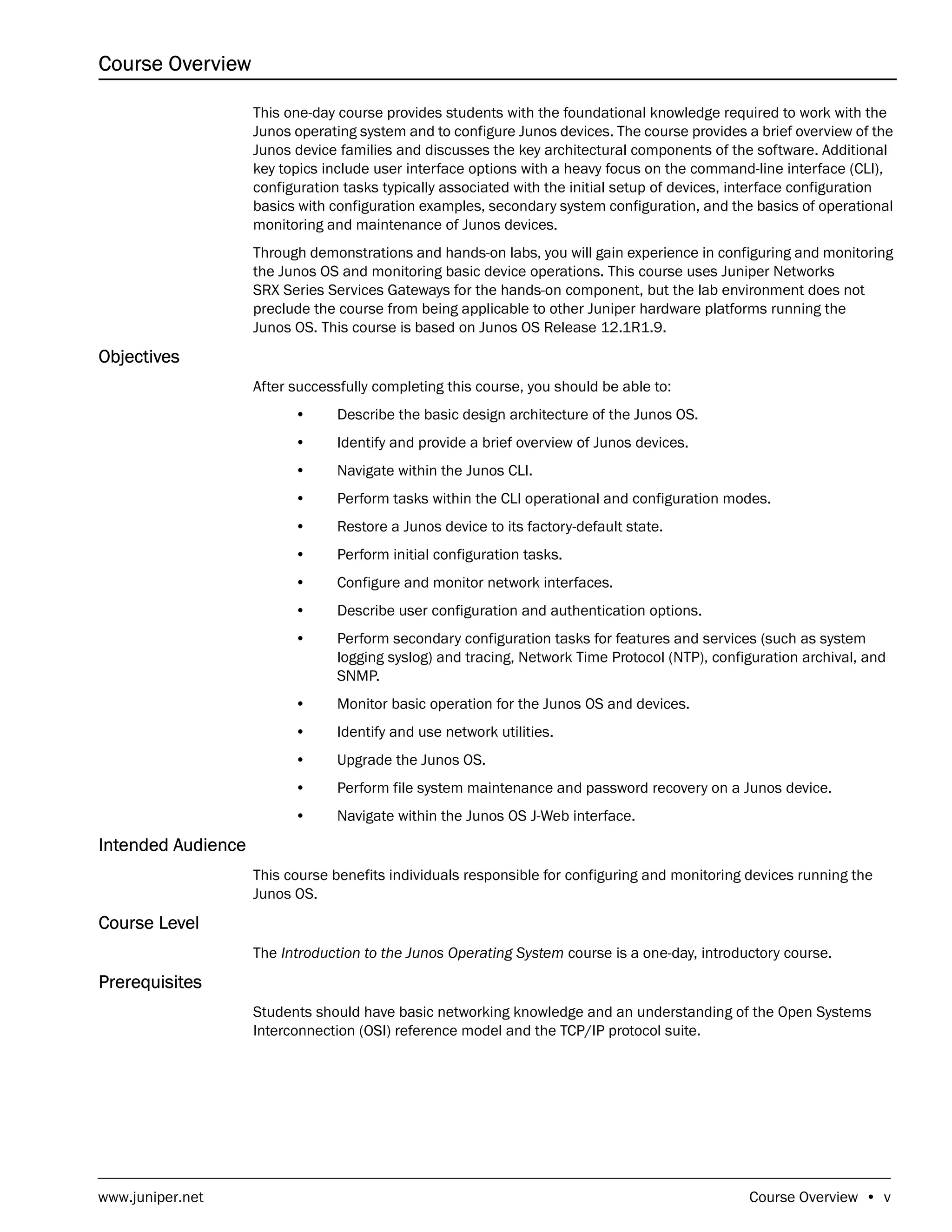 Introduction To The Junos Operating System 22a Juniper Networks | PDF
