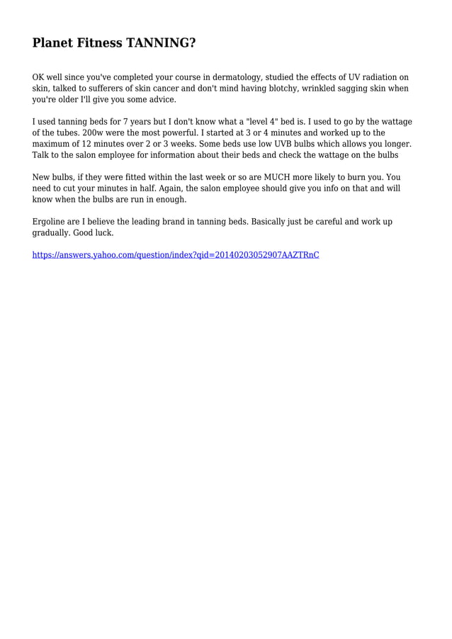 Planet Fitness TANNING? | PDF