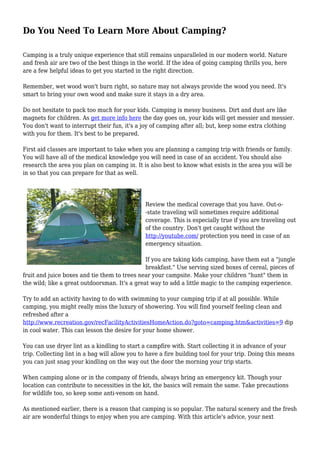 Do You Need To Learn More About Camping? | PDF