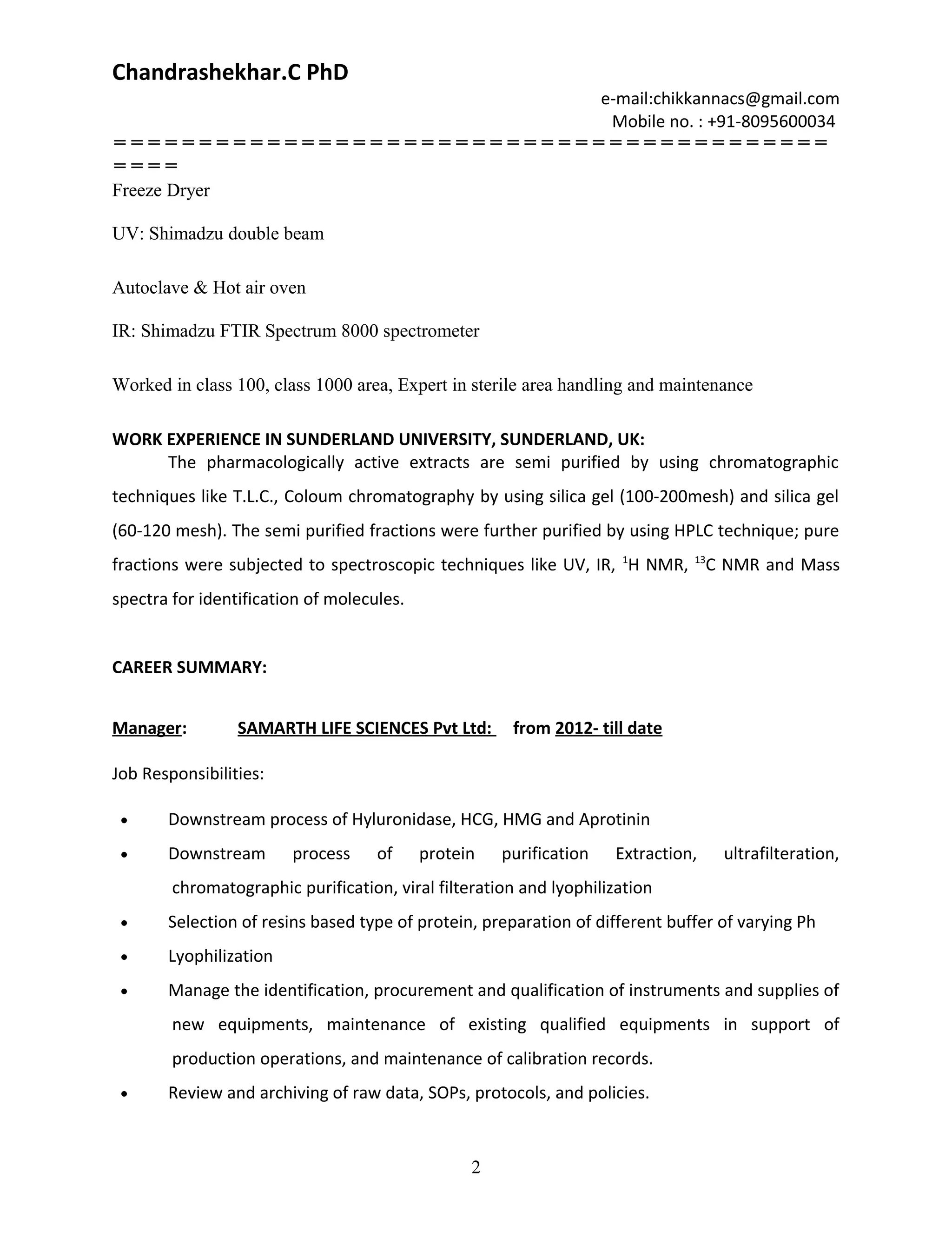 chandrashekar.C resume | PDF