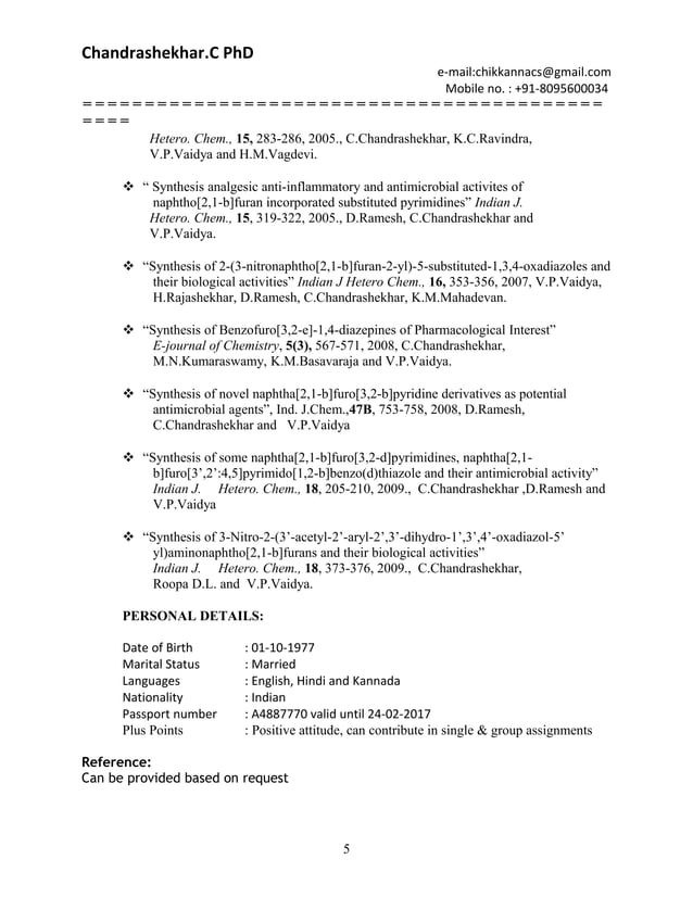chandrashekar.C resume | PDF
