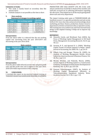 A Study on Working Capital Management in Thico Silk Handloom Co ...