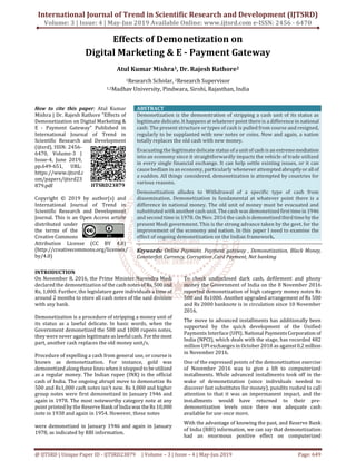 Effects of Demonetization on Digital Marketing and E Payment Gateway | PDF