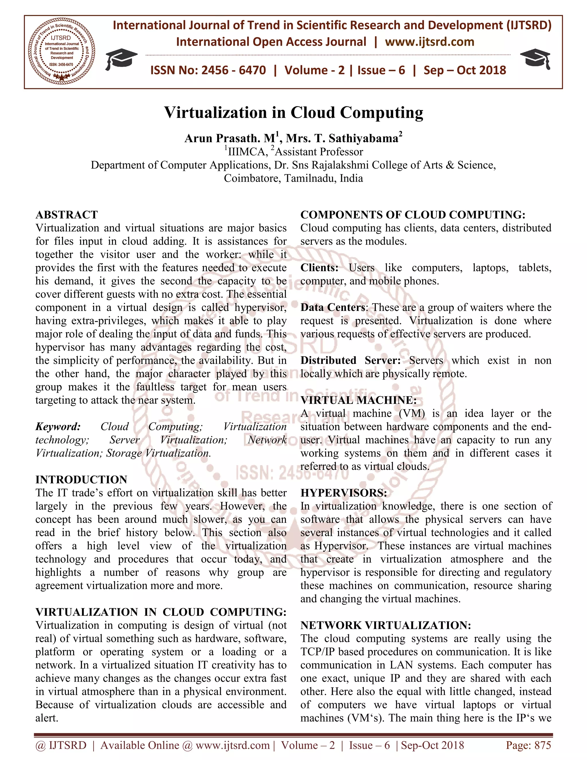 Virtualization in Cloud Computing | PDF