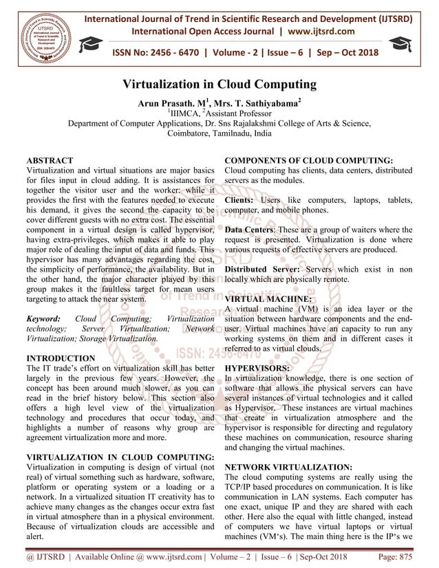 Virtualization in Cloud Computing | PDF